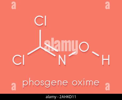 Phosgene oxime chemical weapon molecule. 3D rendering. Atoms are ...