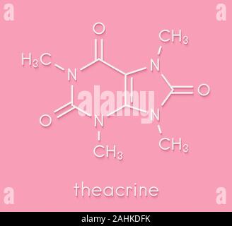 Caffeine Icon with chemical formula, molecular structure and coffee ...
