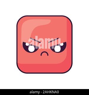angry square cartoon design, Kawaii expression cute character funny and ...