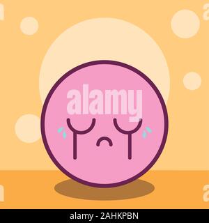 crying circle cartoon design, Kawaii expression cute character funny ...