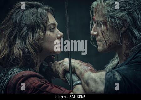 The Witcher from Netflix TV series Poster Stock Photo - Alamy