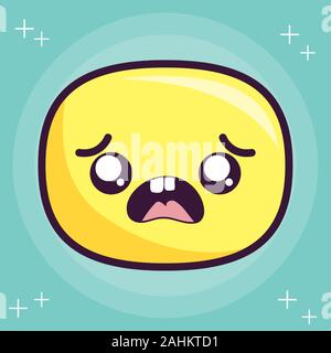 sad oval cartoon design, Kawaii expression cute character funny and ...