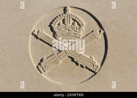 Machine Gun Corps regimental badge on grave of World War One British ...