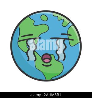 Pollution on earth with earth crying illustration Stock Vector Image ...
