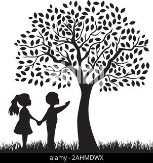 Silhouette of Grass tree or black boy tree at sunset. Vector ...