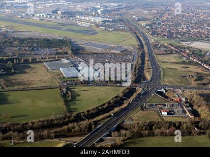 aerial view of the new Manchester Airport Link Road, UK Stock Photo - Alamy