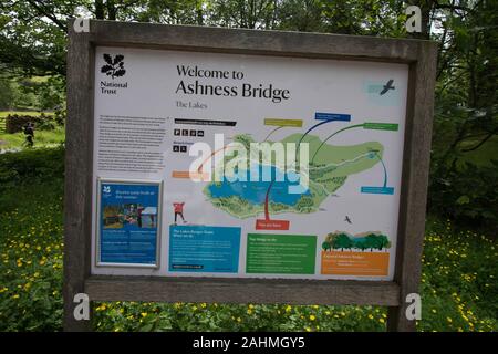 National Trust information sign and map, Flatford, East Bergholt ...