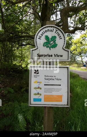National Trust sign post at Surprise View viewpoint overlooking ...