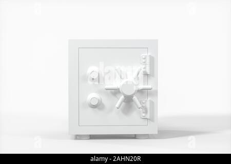 Mechanical safe, white box model with white background, 3d rendering ...