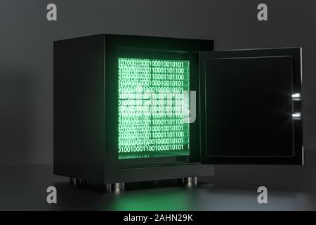 Mechanical safe, with digital numbers inside, 3d rendering. Computer ...