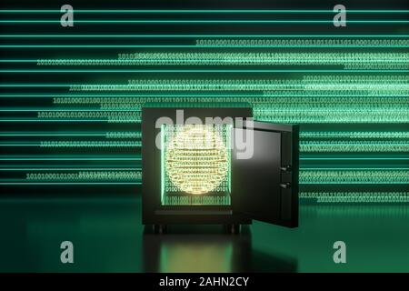 Mechanical safe, with digital numbers inside, 3d rendering. Computer ...
