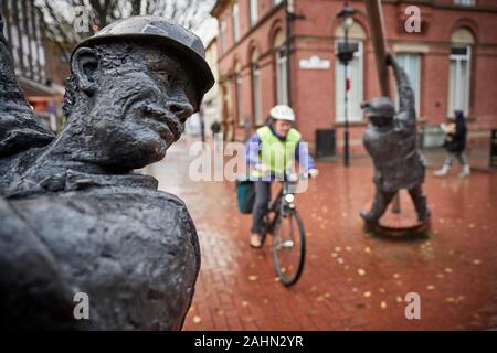 Wrexham in Wales, The Arc sculpture by David Annand depicting a coal ...