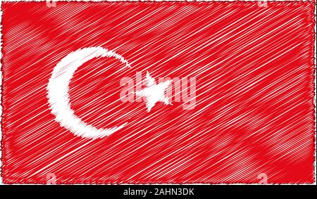 Sketch Drawing of the Official Flag of Turkey, Dancing Dervish symbols ...