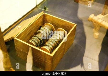 Egypt Cairo, Egyptian museum, Box with decorations and hieroglyphs for ...