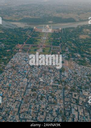Aerial drone shot of the Taj Mahal in Agra, India Stock Photo - Alamy