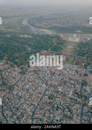 Aerial drone shot of the Taj Mahal in Agra, India Stock Photo - Alamy