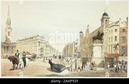 A Victorian era view of Entry to the Strand from Charing Cross London ...