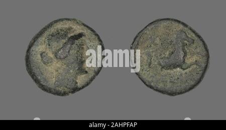 Ancient Greek. Coin Depicting the Amazon Cyme. 250 BC. Ancient Greece ...