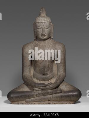Buddha in meditation posture (dhyanamudra), plinth to statue of Buddha ...
