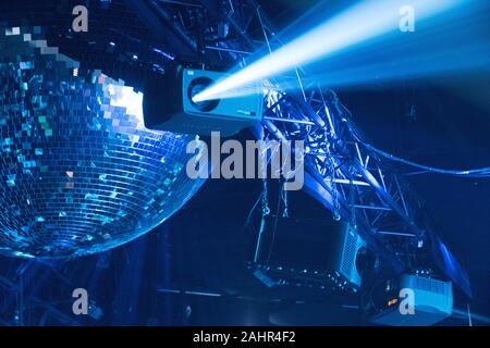 stage ceiling light, bright blue spotlights on a musical stage Stock ...