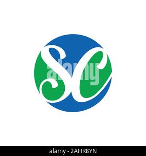 letter sc curves linked circle logo vector Stock Vector Image & Art - Alamy