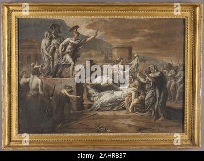 The fight between the Horatii and the Curiatii in an arena surrounded ...