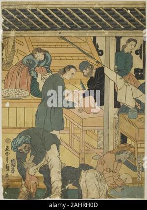 'Yokohama Traders' by Sadahide is a woodblock print from the 1860s ...