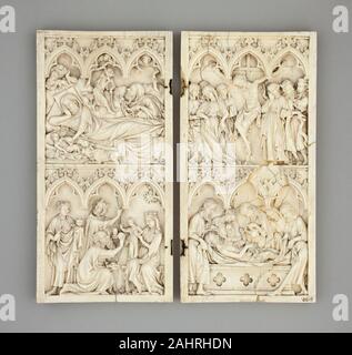 Medieval Gothic ivory diptych with scenes from the life of Christ and ...