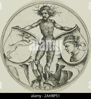Wild Man Holding a Shield with a Hare and a Shield with a Moor's Head ...