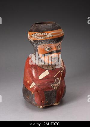 Nazca. Jar in the Form of a Warrior Holding a Sling and Club. 180 BC ...