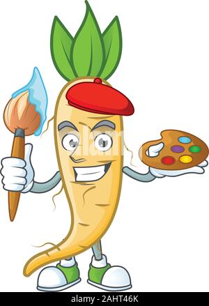 Happy parsnip painter cartoon icon with brush Stock Vector Image & Art ...