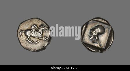 Ancient Greek silver coin, 450 BC. Dimension: diameter: 31 mmweight: 17 ...