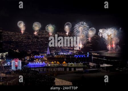 Magnificent New Year fireworks in Funchal, Madeira Island, Portugal ...