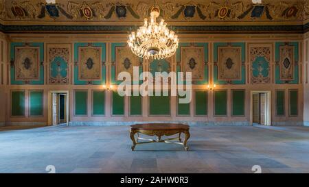 Royal era historic Manasterly Palace with decorated ceiling and big ...