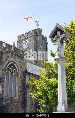 UK Devon Bideford St Marys Church tower above the old town Stock Photo ...