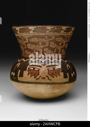 Nazca. Vessel in the Form of a Serpent Wearing a Feline Mask Covered ...