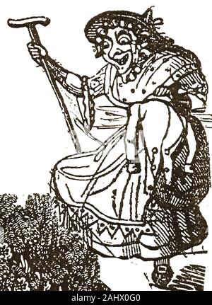 WITCHCRAFT 18th century engraving showing demonic celebrations during a ...