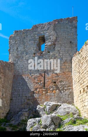 Ruins of fortress Montsegur from inside out Stock Photo - Alamy