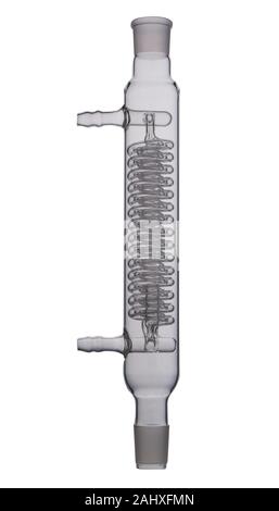 Glass condenser for distillation isolated on white background Stock ...