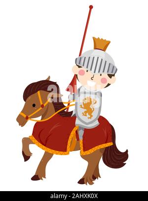 Jousting Knight. Clip art illustration with simple gradients. All in ...