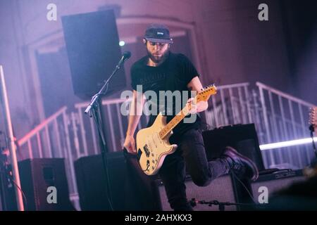 Guitarist and singer Jake Duzsik of the noise rock band Health is shown ...