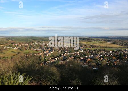 Elevated view of Kinver village from Kinver edge, Staffordshire ...