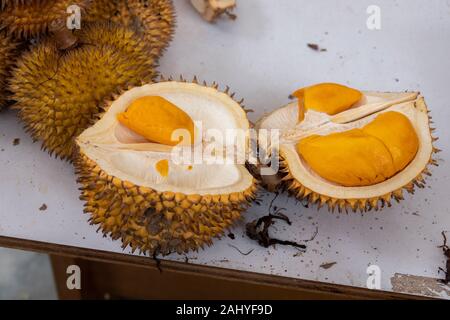 Wild durians at Marudi (Baram) market, Sarawak, Malaysia Stock Photo ...