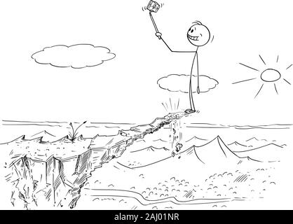 Stickman taking selfie vector illustration. Ux design stick figure with ...