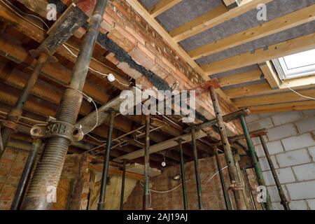 House extension work Acrow props support structural steel & timber ...
