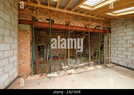 House extension work Acrow props support structural steel & timber ...