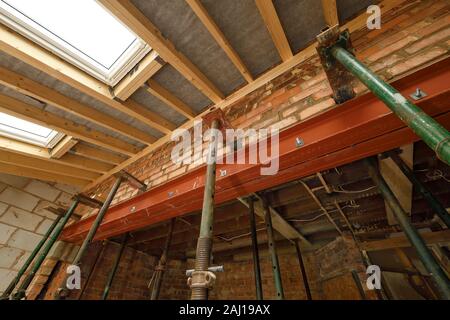 House extension work Acrow props support structural steel & timber ...