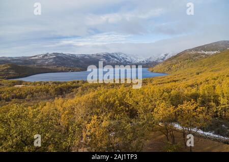 Sanabria lake in winter with snow, Castilla y Leon, Spain Stock Photo ...