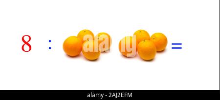 Simple problems of mathematical division with oranges, problems for ...
