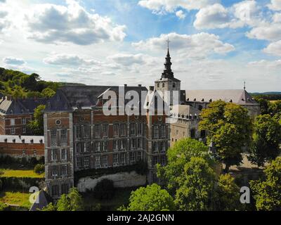 Aerial view of Floreffe Abbey during summer day, Belgium. Old abbey ...